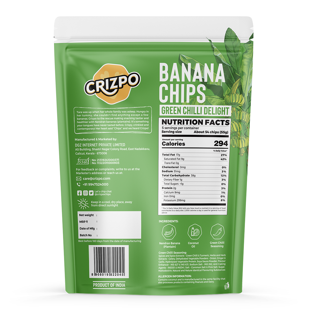 Crizpo Banana Chips Combo - Creamy Cheddar, Tangy Tomato, Green Chilli